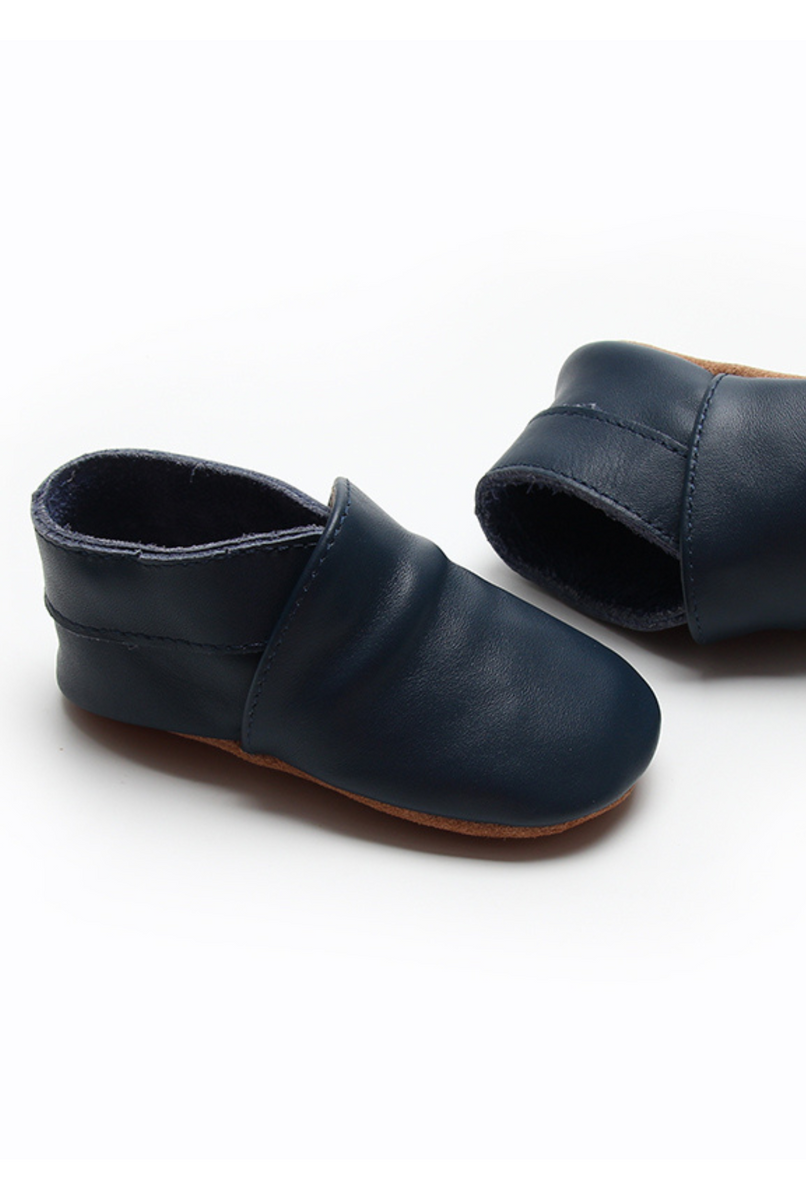 Soft Sole Leather Shoes - Dark Blue – Little GG
