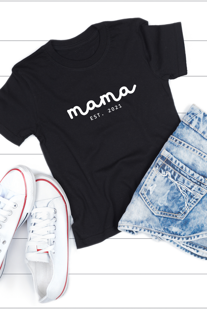 Personalised MAMA T-shirt - Black – Little GG